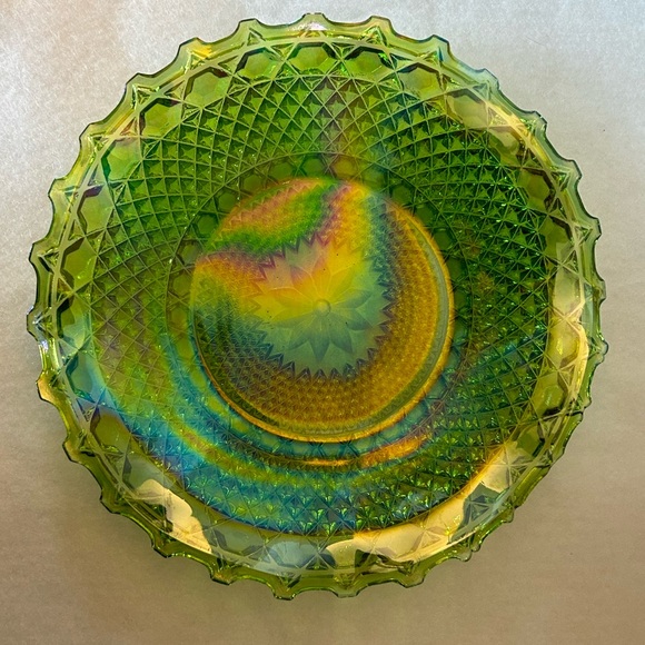 Dining | Vintage Indiana Blue Iridescent Carnival Glass Platter | Poshmark